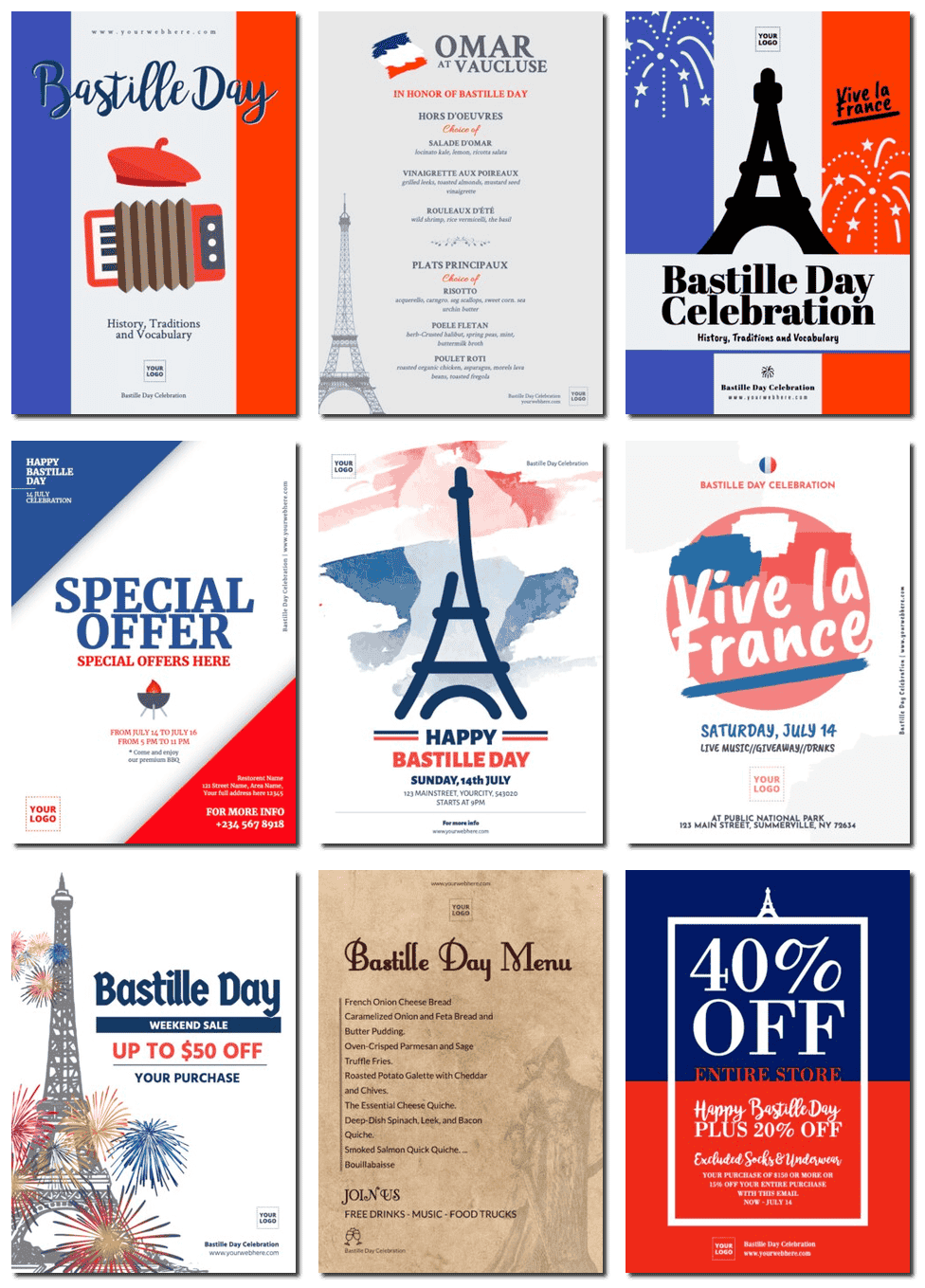 Celebrate Bastille Day with customizable Designs