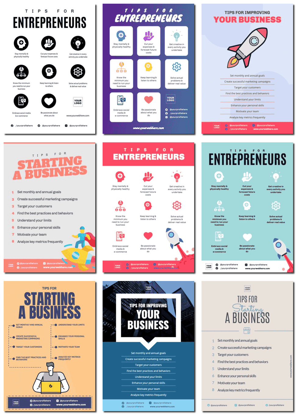 Templates with tips for small businesses