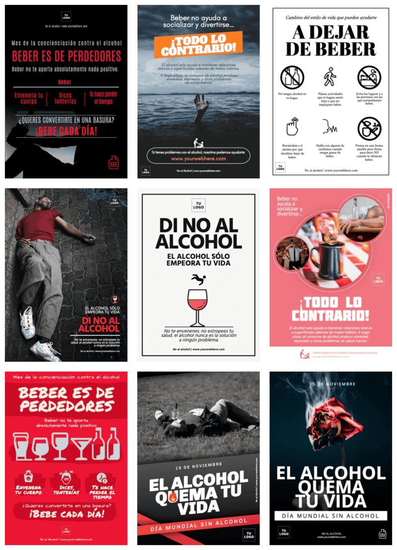 Carteles contra el alcoholismo gratis