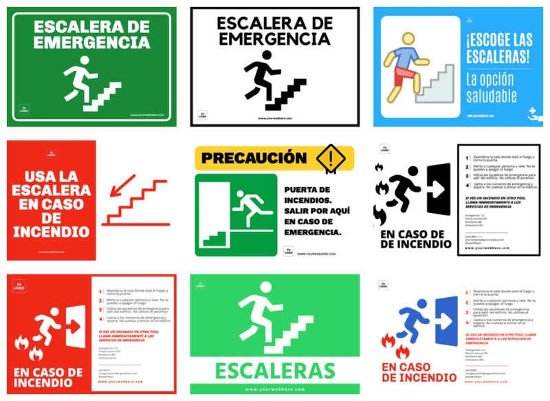 Plantillas editables de señalización para escaleras