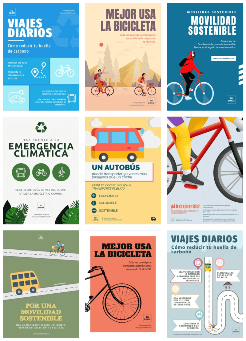 Diseña un Cartel de Movilidad Sostenible gratis online