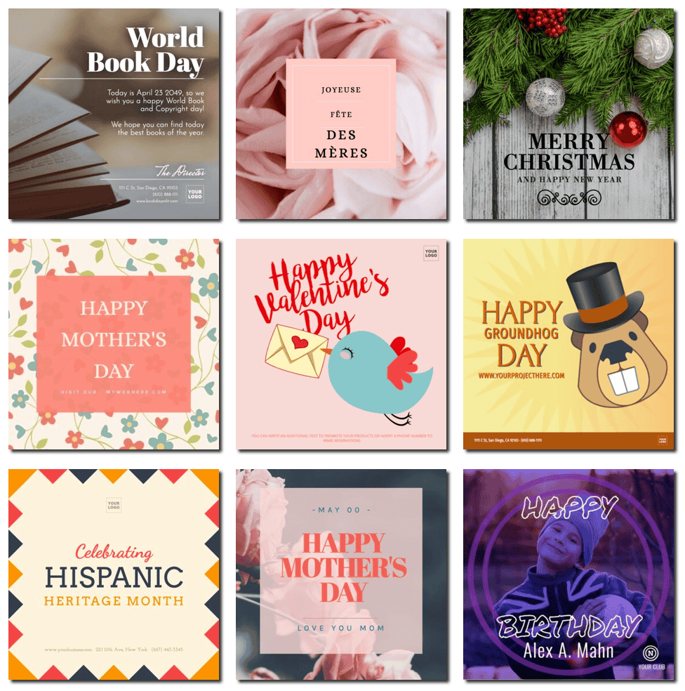 Editable online cards to congratulate your customers