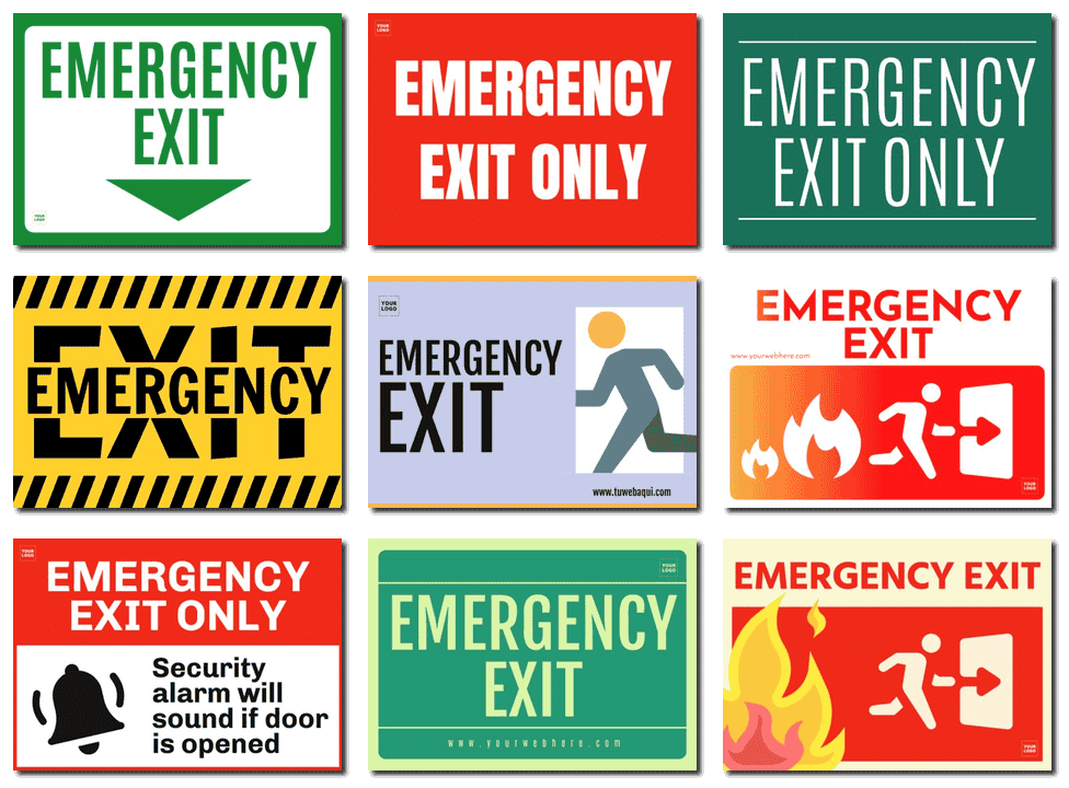 Customizable emergency exit sign templates