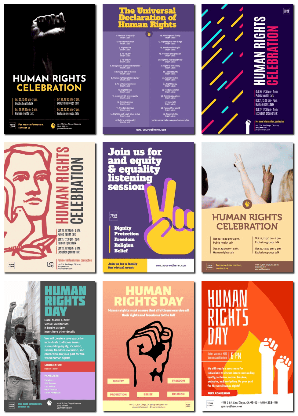 Customize posters on Human Rights