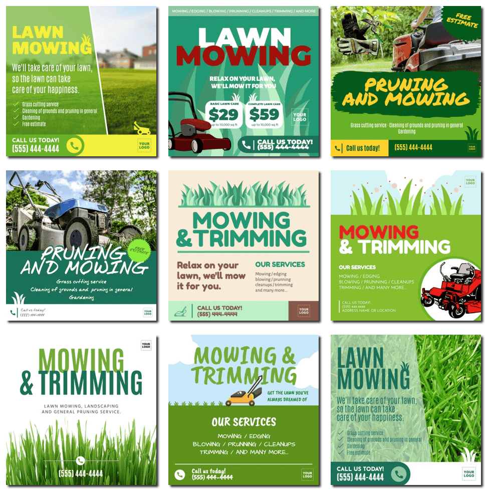 Lawn Mowing Poster Templates For New Clients
