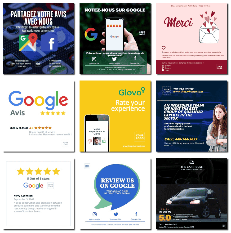 Modèles pour partager les commentaires des clients