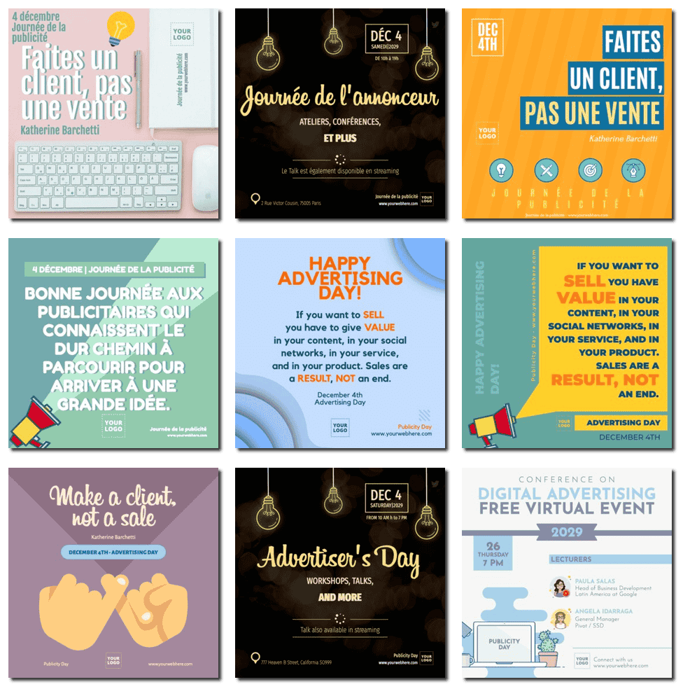 Modèles de bannières pour la Journée de la publicité en ligne