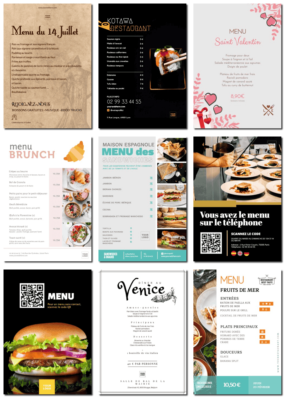 Créer des menus de restaurant en ligne et gratuitement