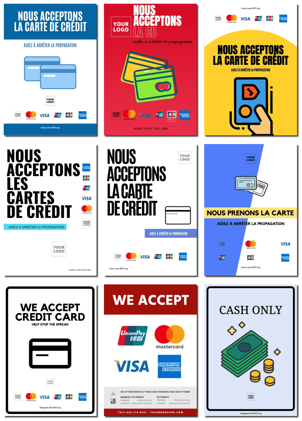 Modèles de panneaux de paiement personnalisés à imprimer