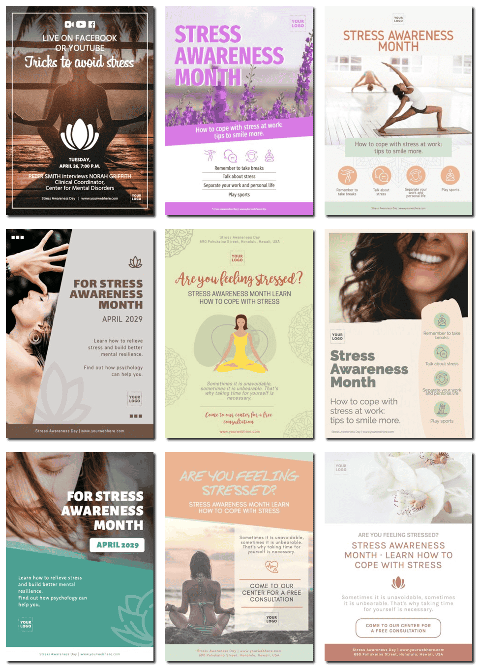 Create National Stress Awareness Day Posters Online
