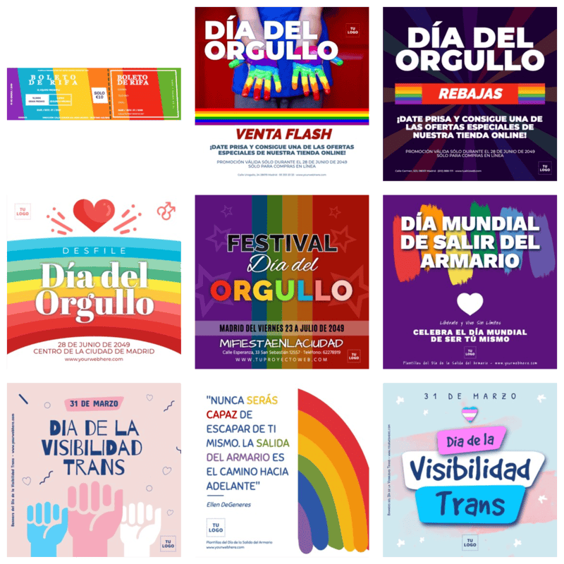 Plantillas de carteles y flyers para el Día del Orgullo