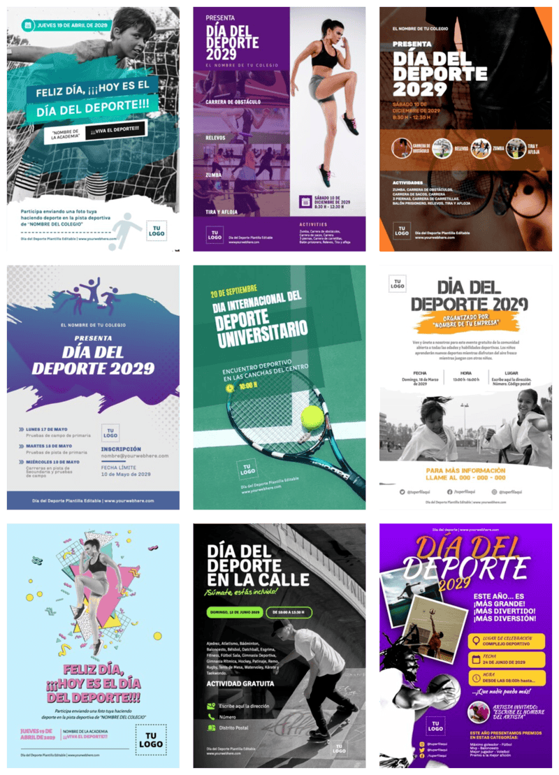 Carteles del Día del Deporte Escolar para imprimir