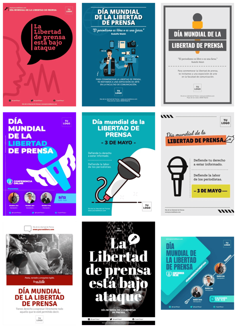 Carteles Del Día De La Libertad De Prensa Editables