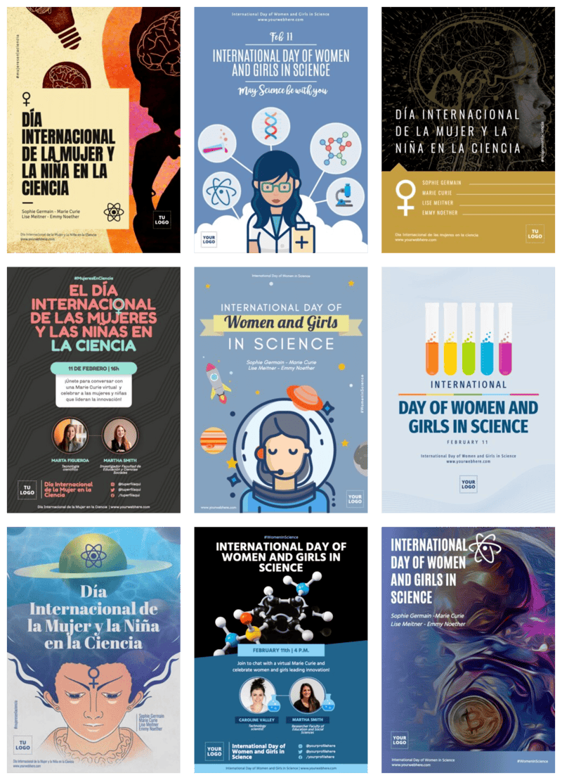 Diseña pósters del Día de la Mujer en la Ciencia