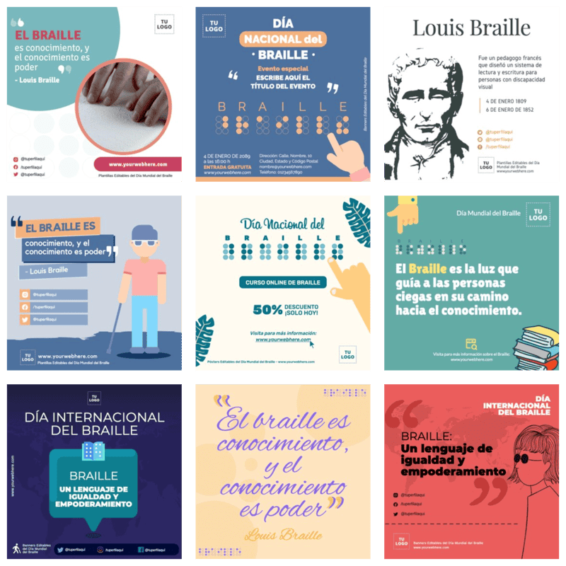 Plantillas del Día Mundial del Braille para editar