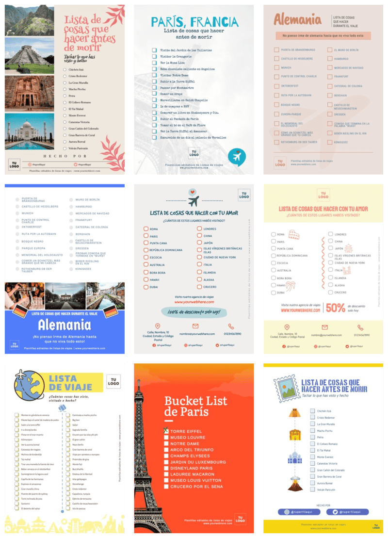 Crea una Lista de Viajes para imprimir