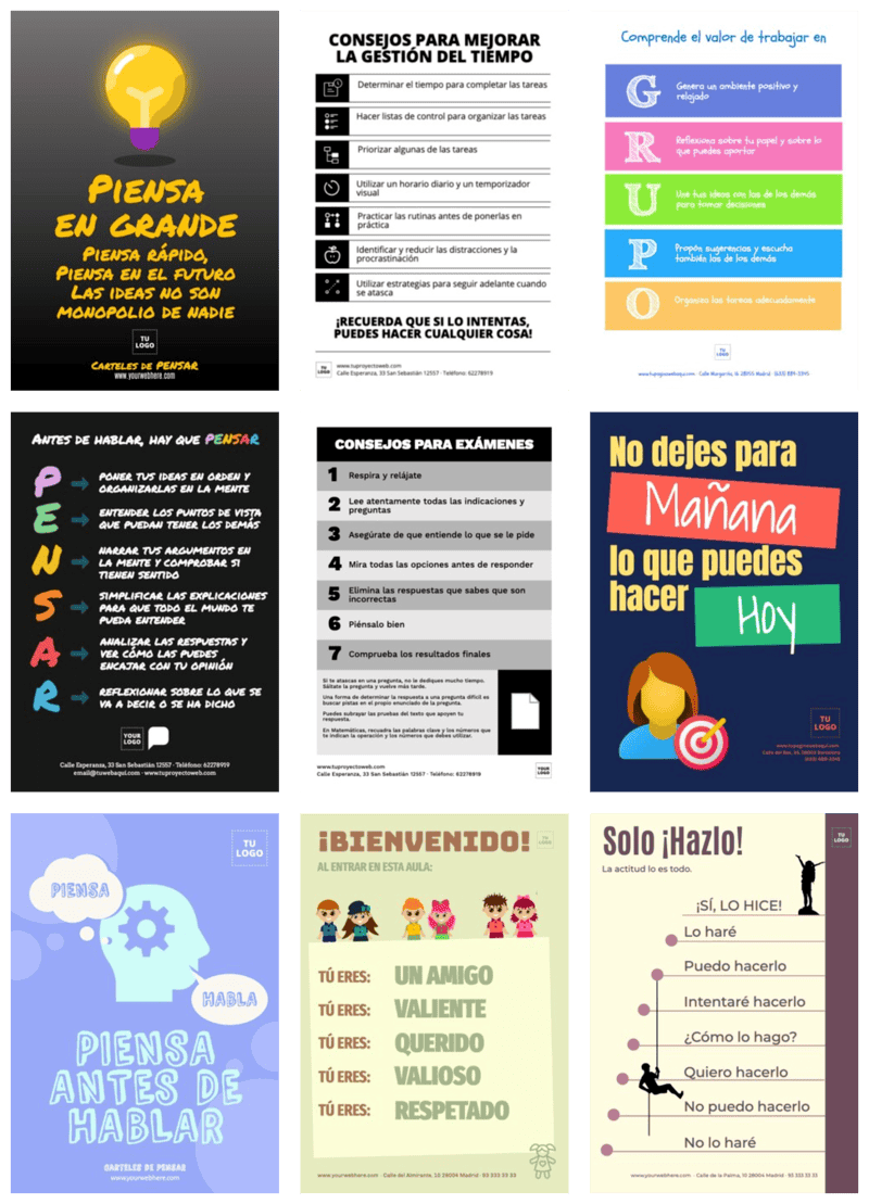 Plantillas motivacionales para alumnos y profesores