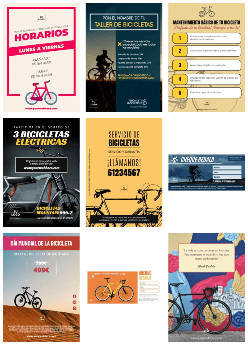 Flyers gratis para tu Tienda de Bicicletas