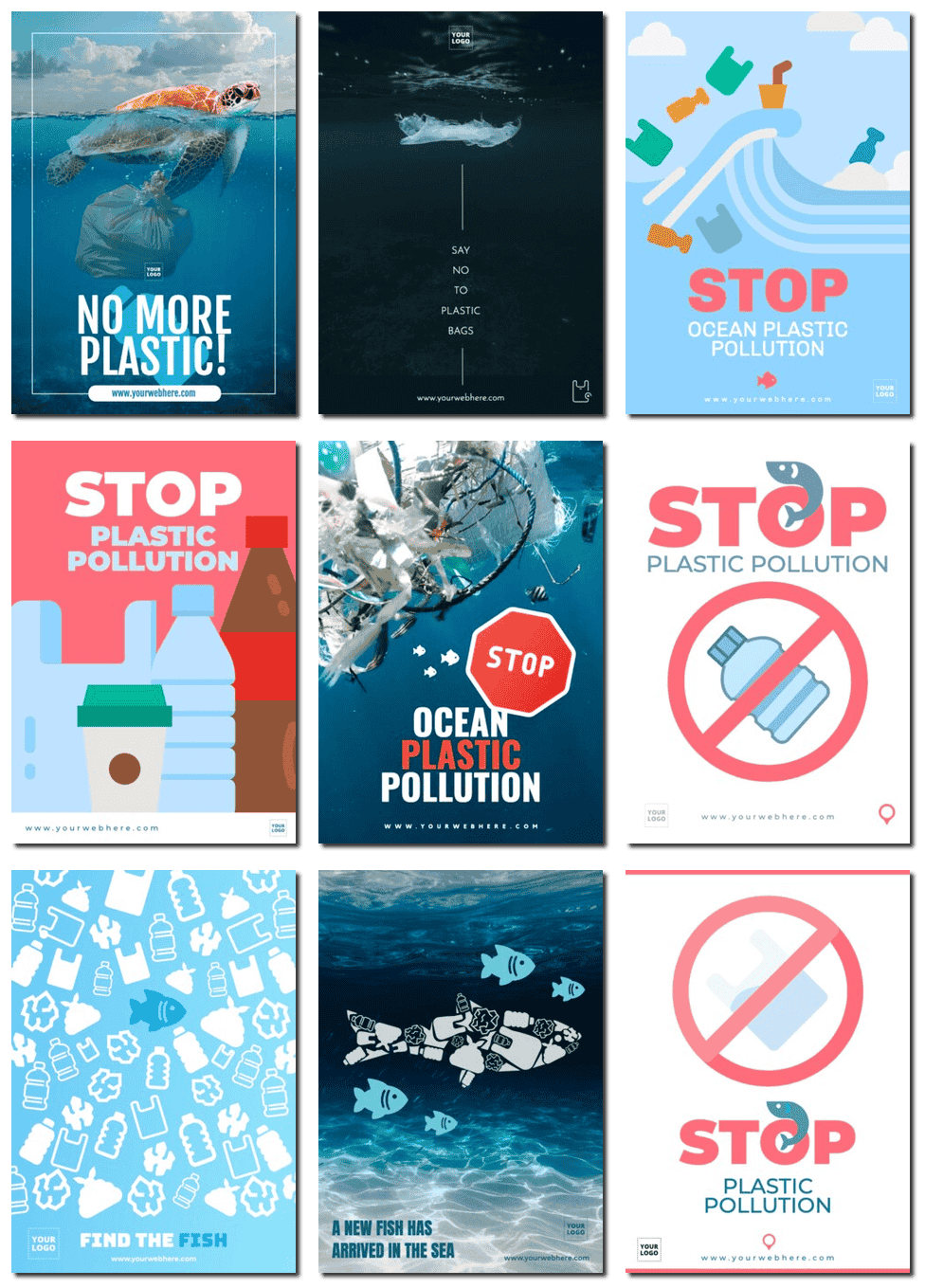 Stop Plastic Pollution poster templates