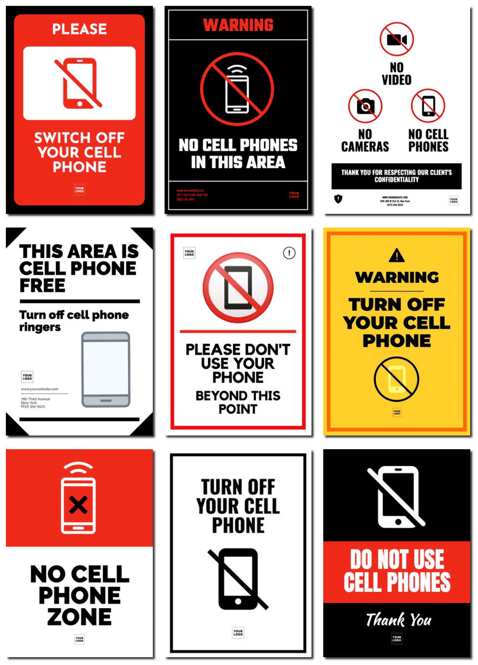 Erstelle online Schilder zum Verbot der Handynutzung