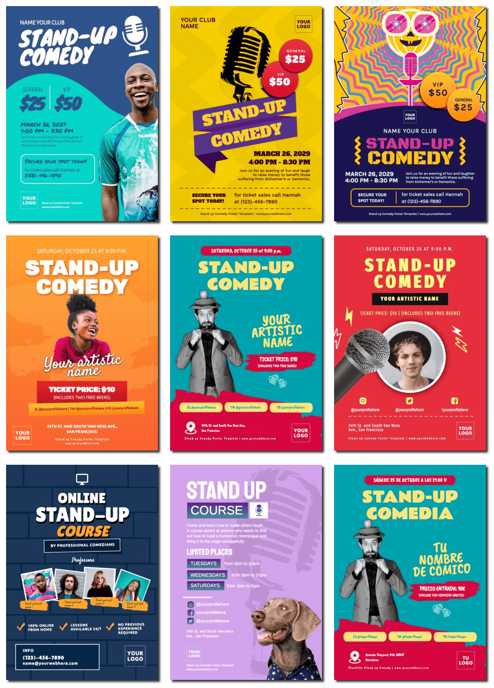 Editable Stand Up Comedy Poster Templates Editable Stand Up Comedy Poster Templates