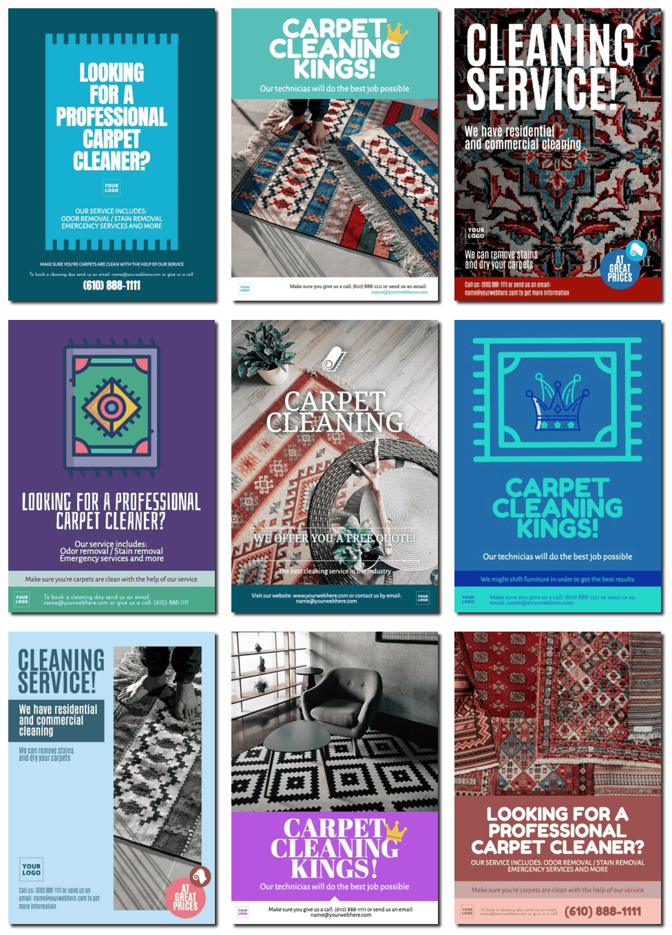 Editable images to create carpet cleaning ads and flyers