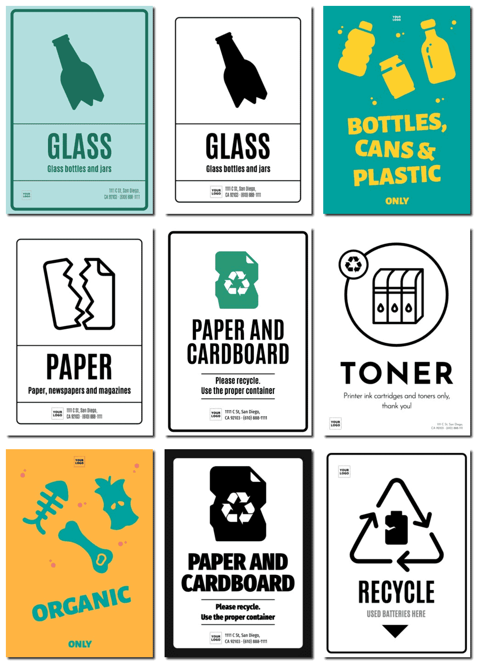 Editable Reduce, Reuse and Recycle Posters