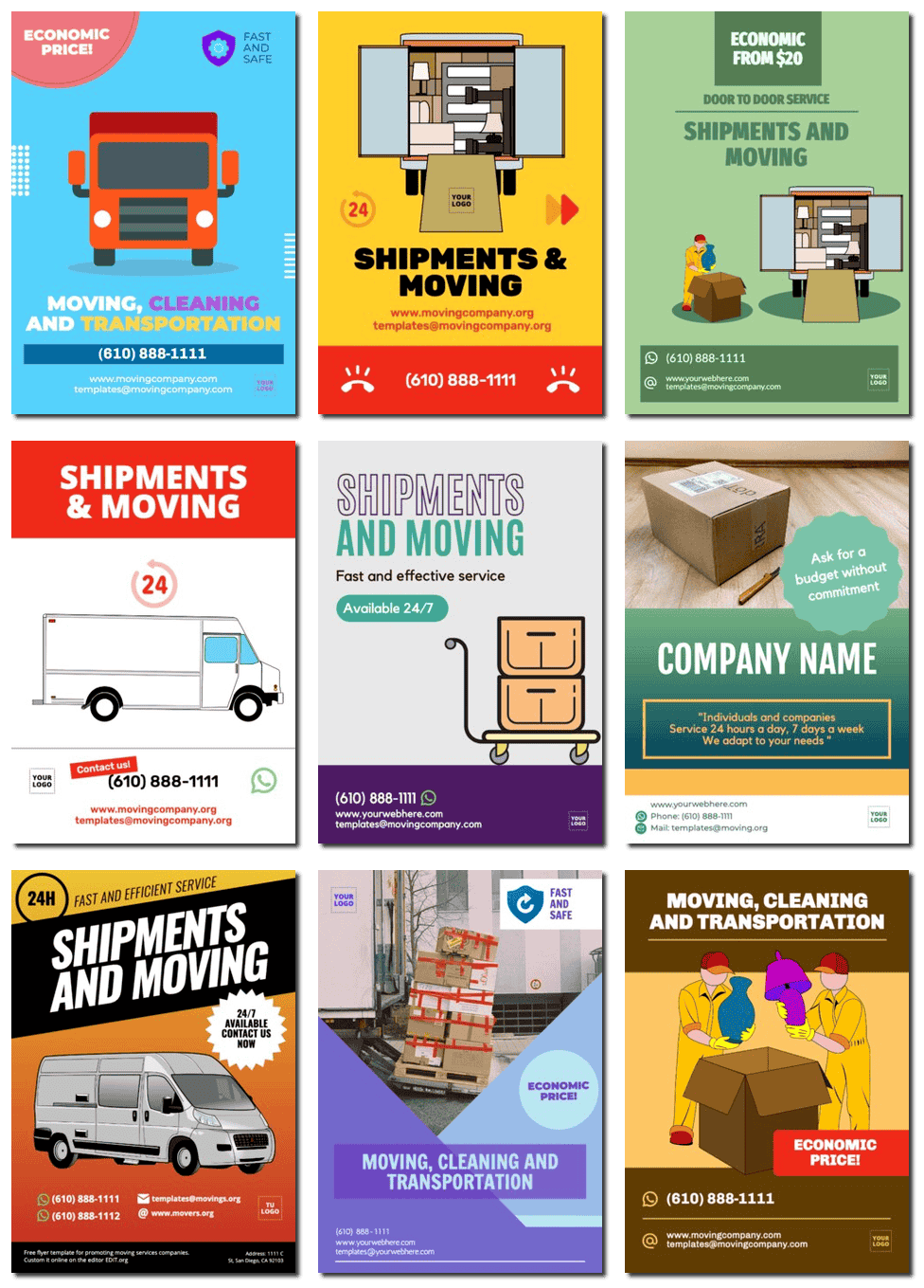 Editable Transportation and Moving Companies' Ad Templates