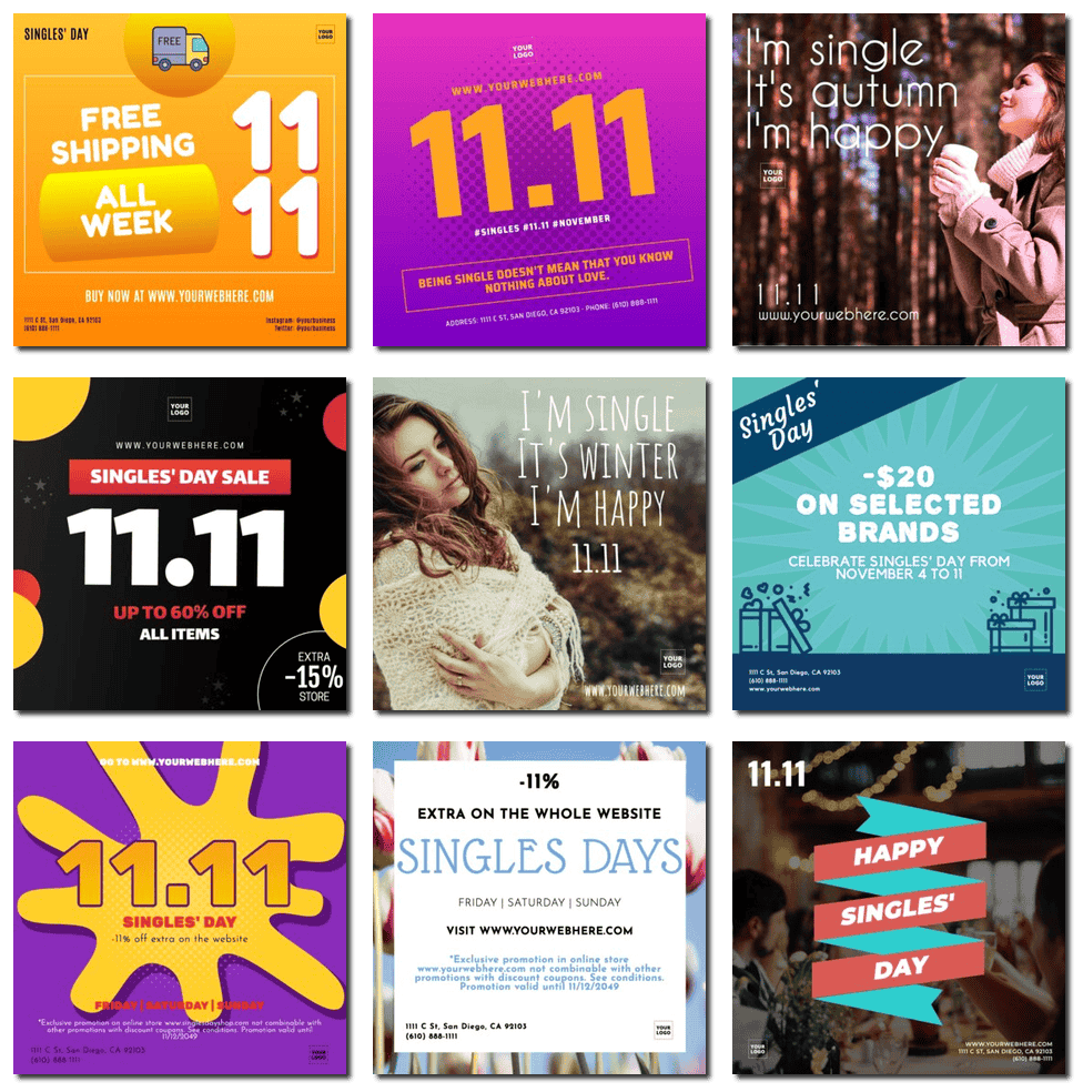 Editable Singles' Day Designs Online