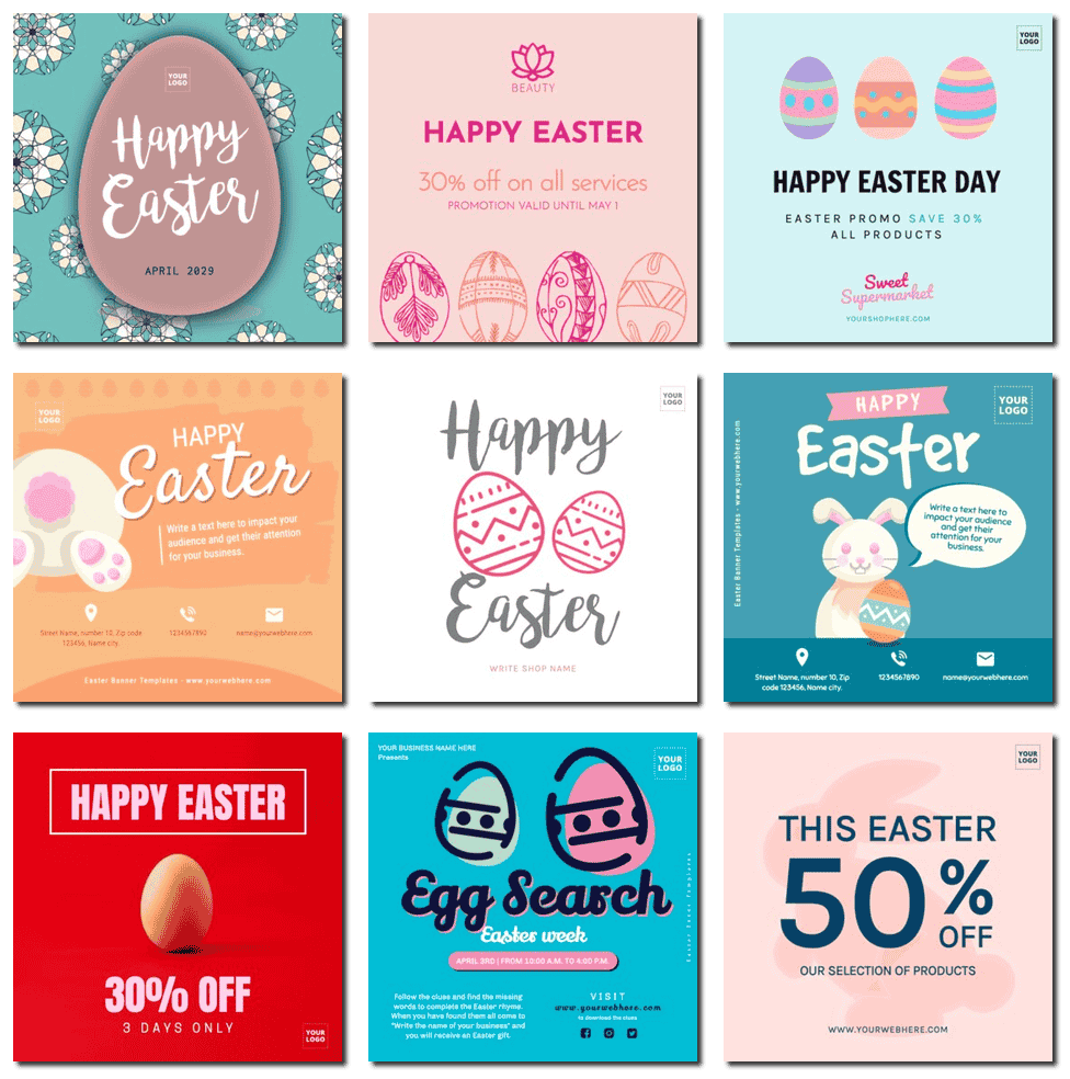 Easter Designs editable online for promotion and sales