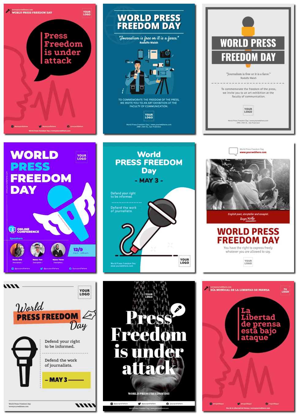 Editable World Press Freedom Day Banners