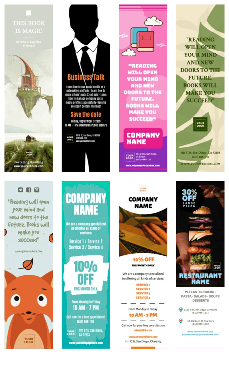 Free bookmark templates online