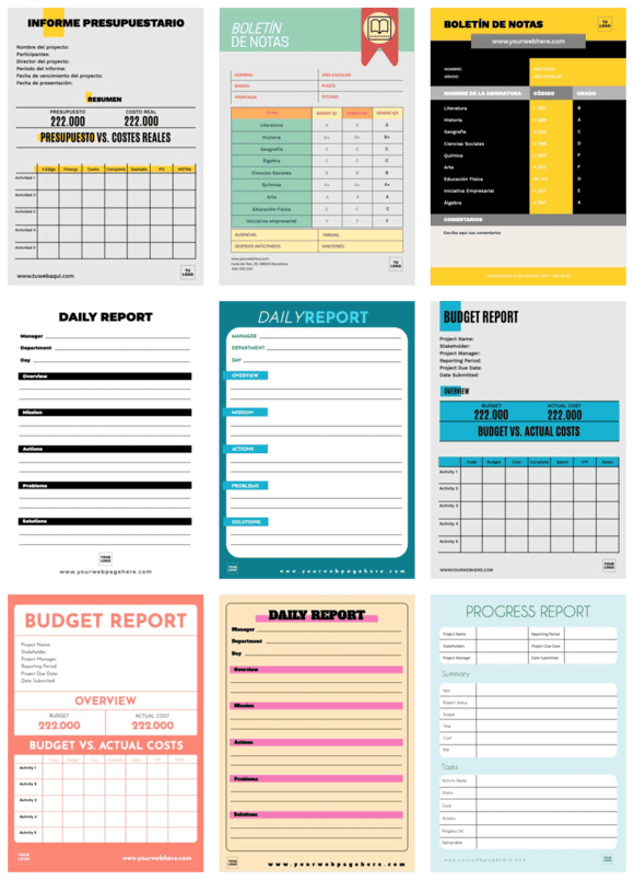 Edita plantillas para informes