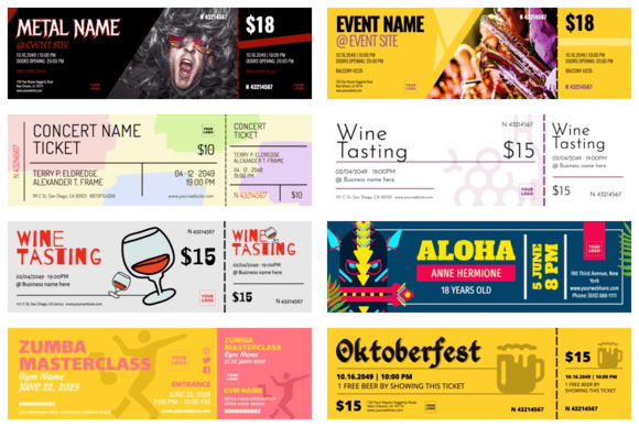 Modèles de billets modifiables en ligne