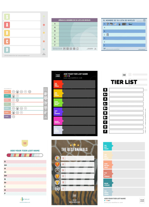 Creador de Tier List gratis online