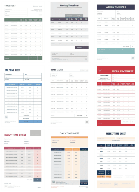 Online Editable Timesheet Templates