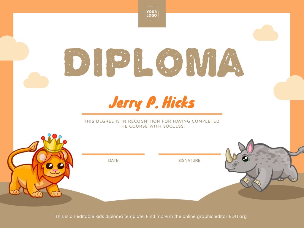 Editable diplomas and recognitions for Kids