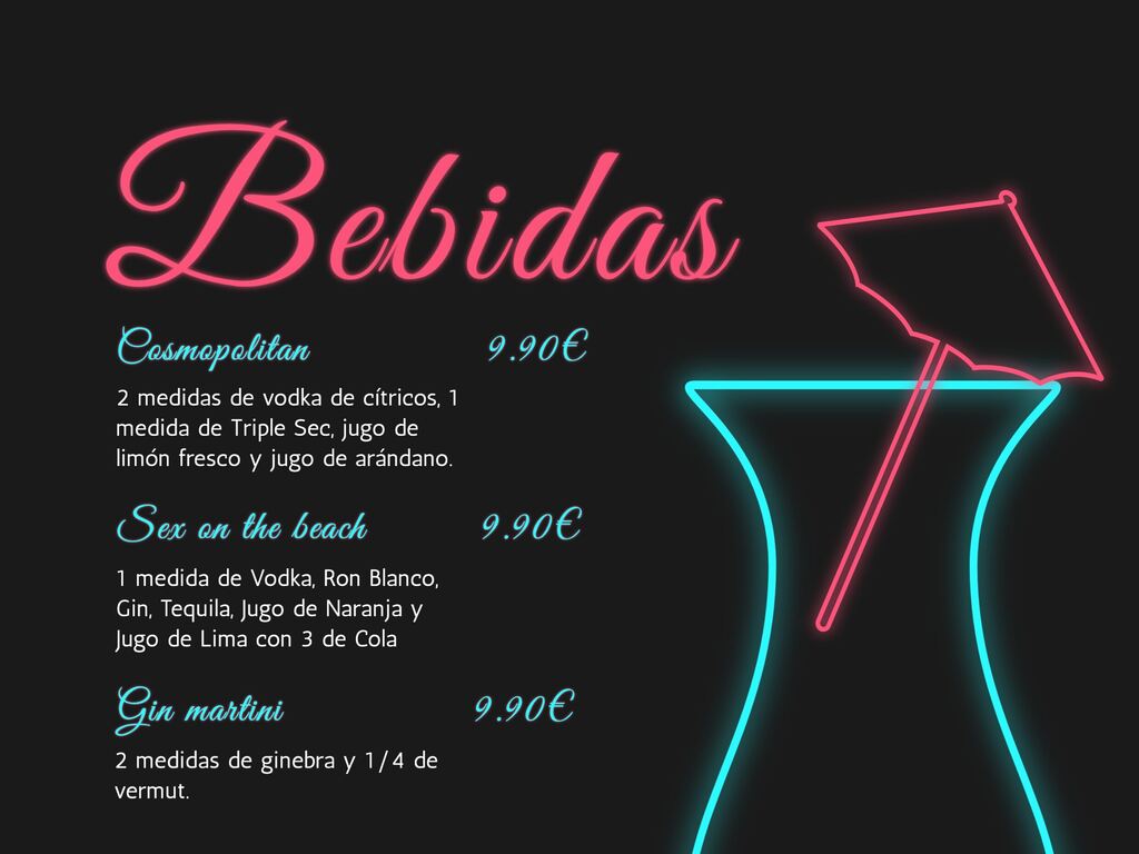 Plantillas para una carta de bebidas